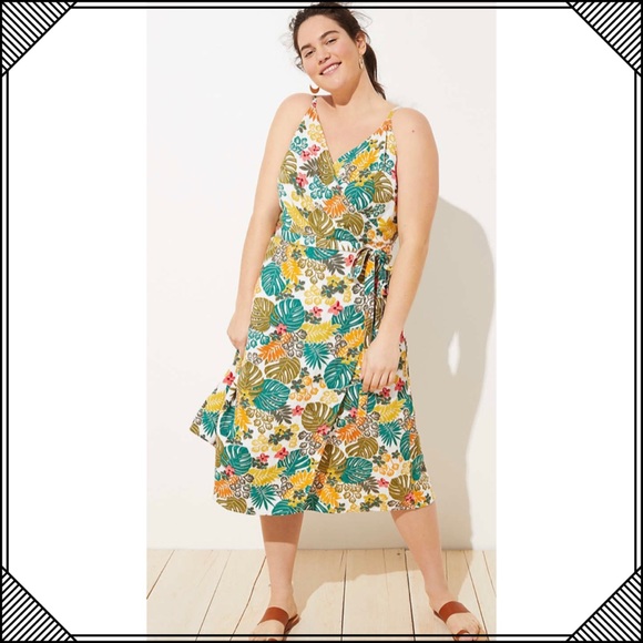 LOFT | Dresses | Loft Plus Loft Beach Tropical Wrap Midi Dress Nwt ...